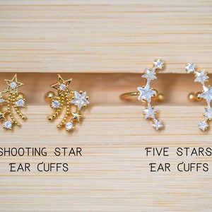 Star Ear Cuff, Ear Cuff No Piercing, Gold Ear Cuff, Star Crystal Jewelry, Crystal Earrings, Cute ...