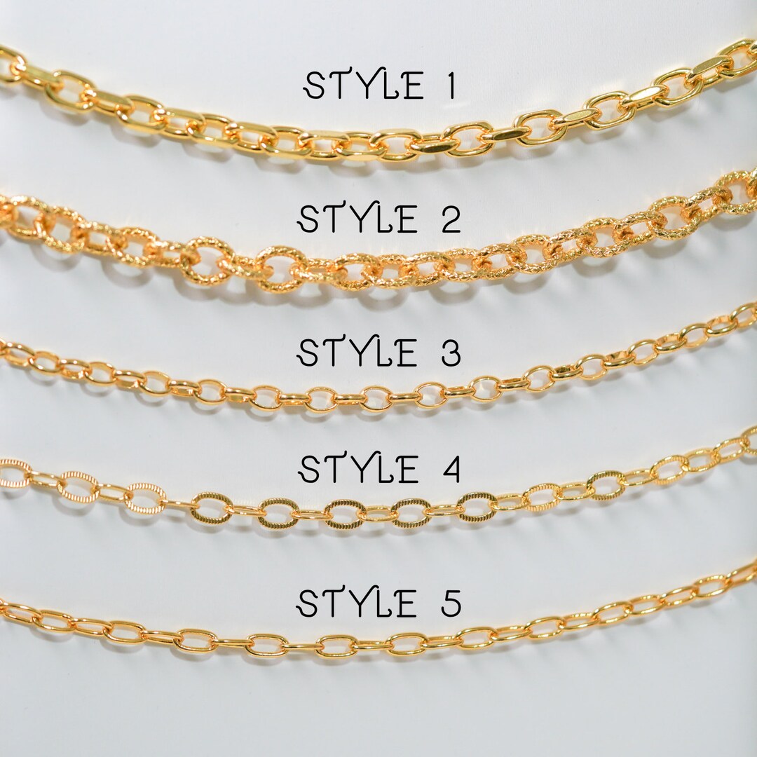 18K Gold Chain Necklace, Paperclip Chain, Gold Twist Chain, Figaro ...