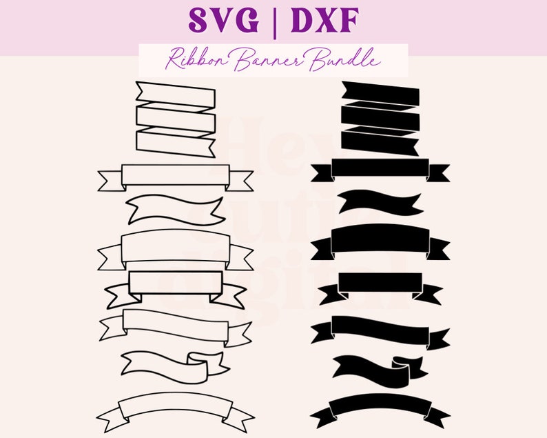 Banner Ribbon Svg Bundle SVG DXF Cut File Cricut and - Etsy Canada