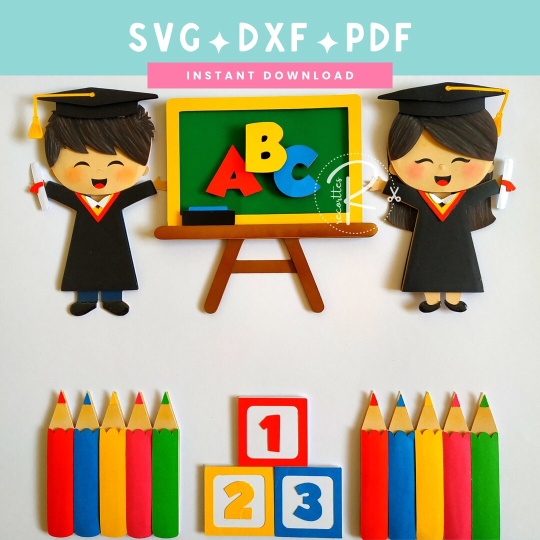 Grad Cake Topper Svg 2 | School Graduate Theme | Teacher Cut Files ...