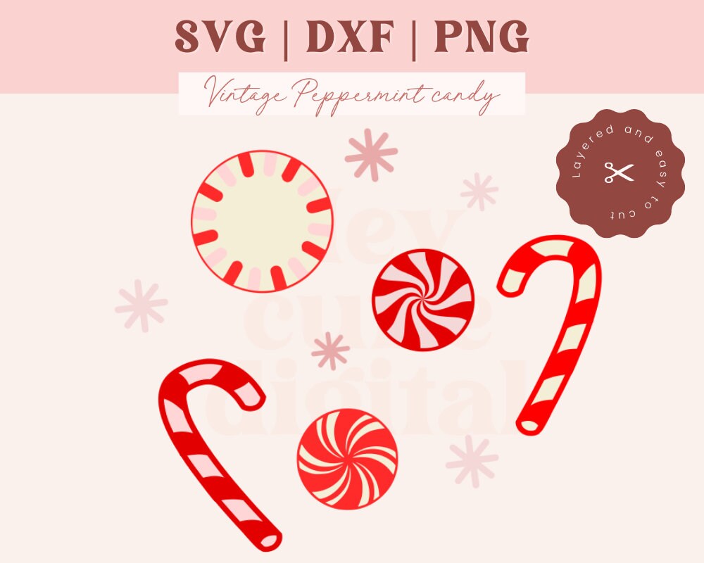 Vintage Peppermint Candy Bundle SVG DXF PNG Files - Etsy