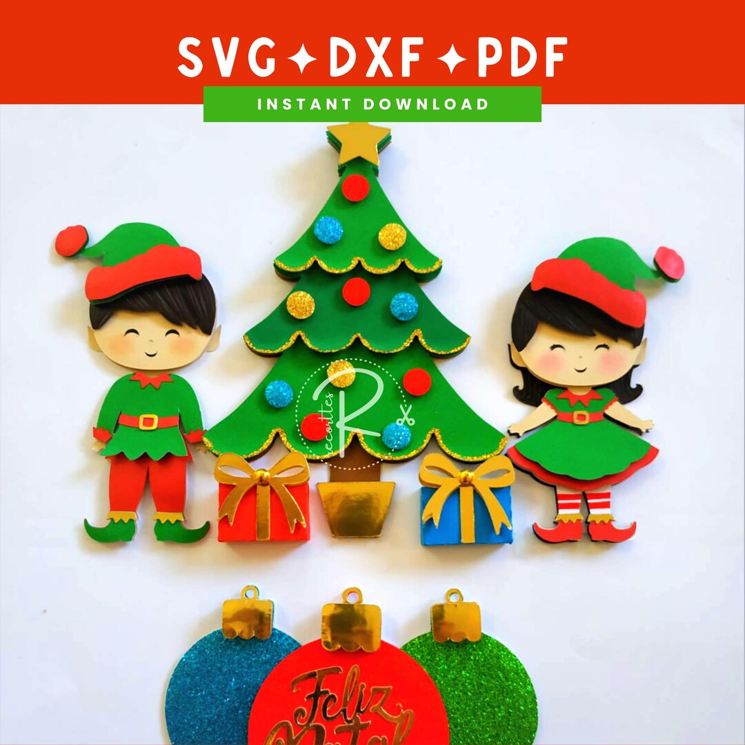 Cute Christmas Elves Svg | Christmas Cut Files | SVG DXF PDF | Instant ...
