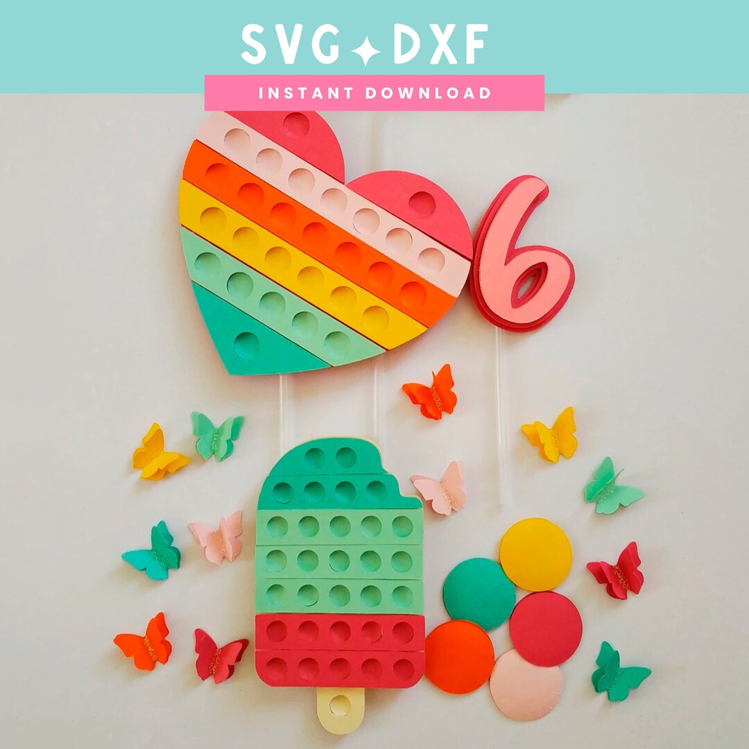 Pop It Cake Topper SVG: Girly Birthday Theme (digital Download) - Etsy