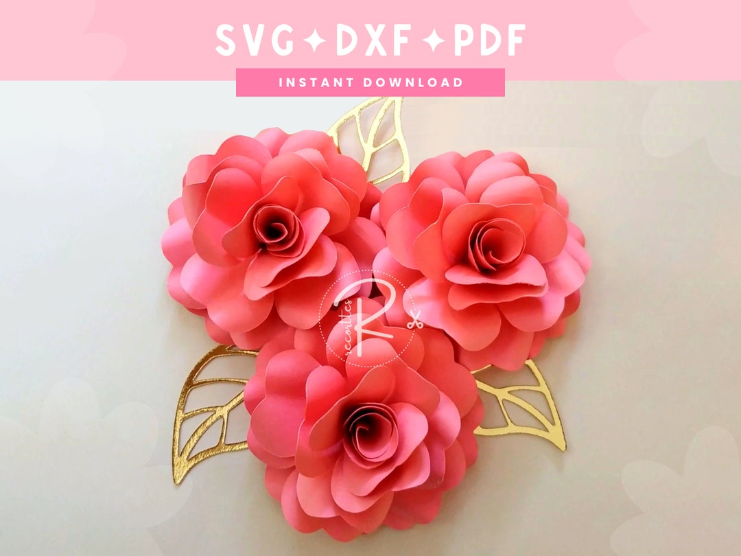 Larissa Rose Paper Flower Svg Template Digital Download | SVG DXF PDF ...