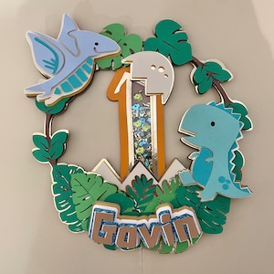 Dinosaur 1st Birthday Cake Topper SVG: Shaker Cut File - Etsy