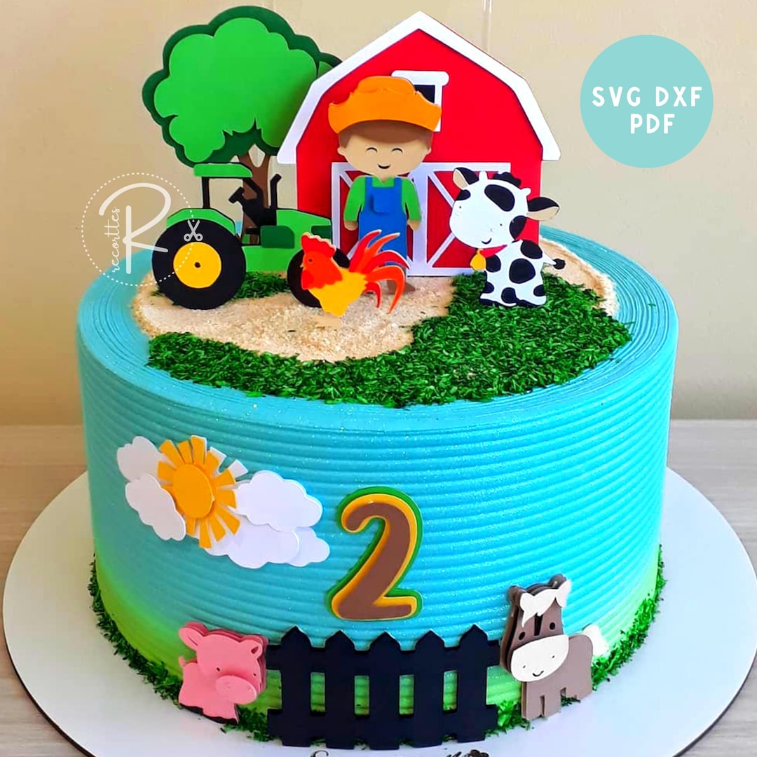 Cute Farm Cake Topper Svg | Farm Animals | SVG DXF PDF | Instant ...