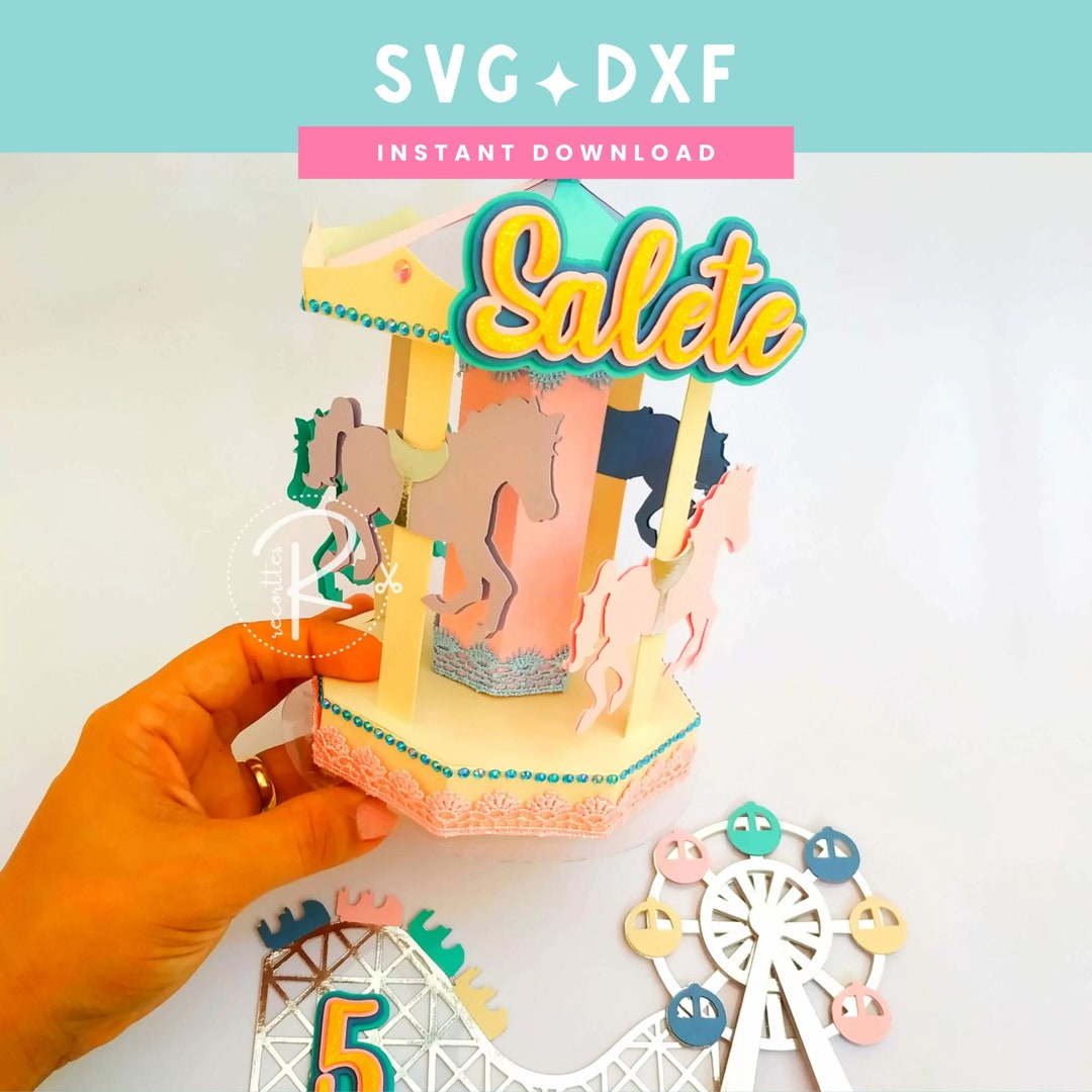 3D Carousel & Roller Coaster Cake Topper SVG DXF (instant Download) - Etsy