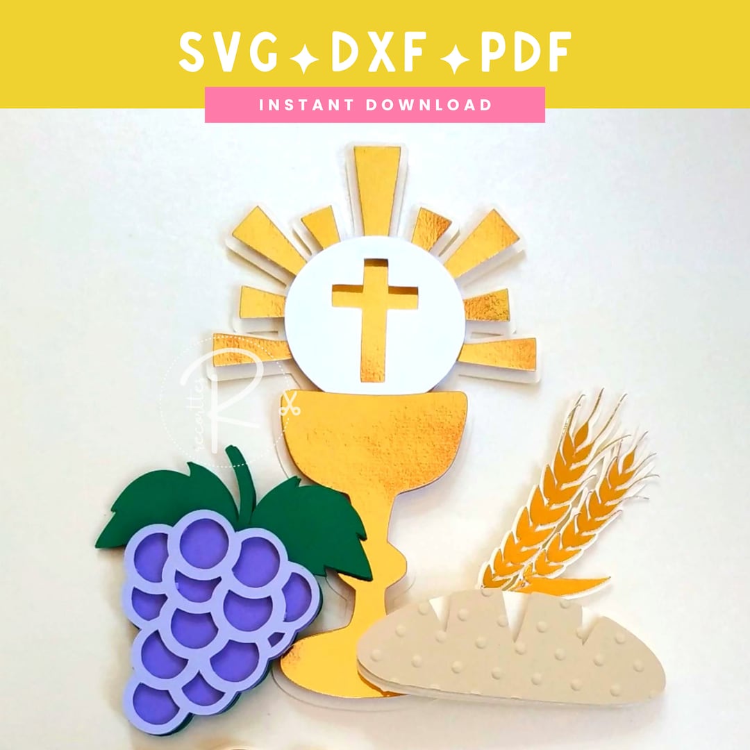 First Communion Cake Topper Svg 2 | Holy Communion Cut File | SVG DXF ...