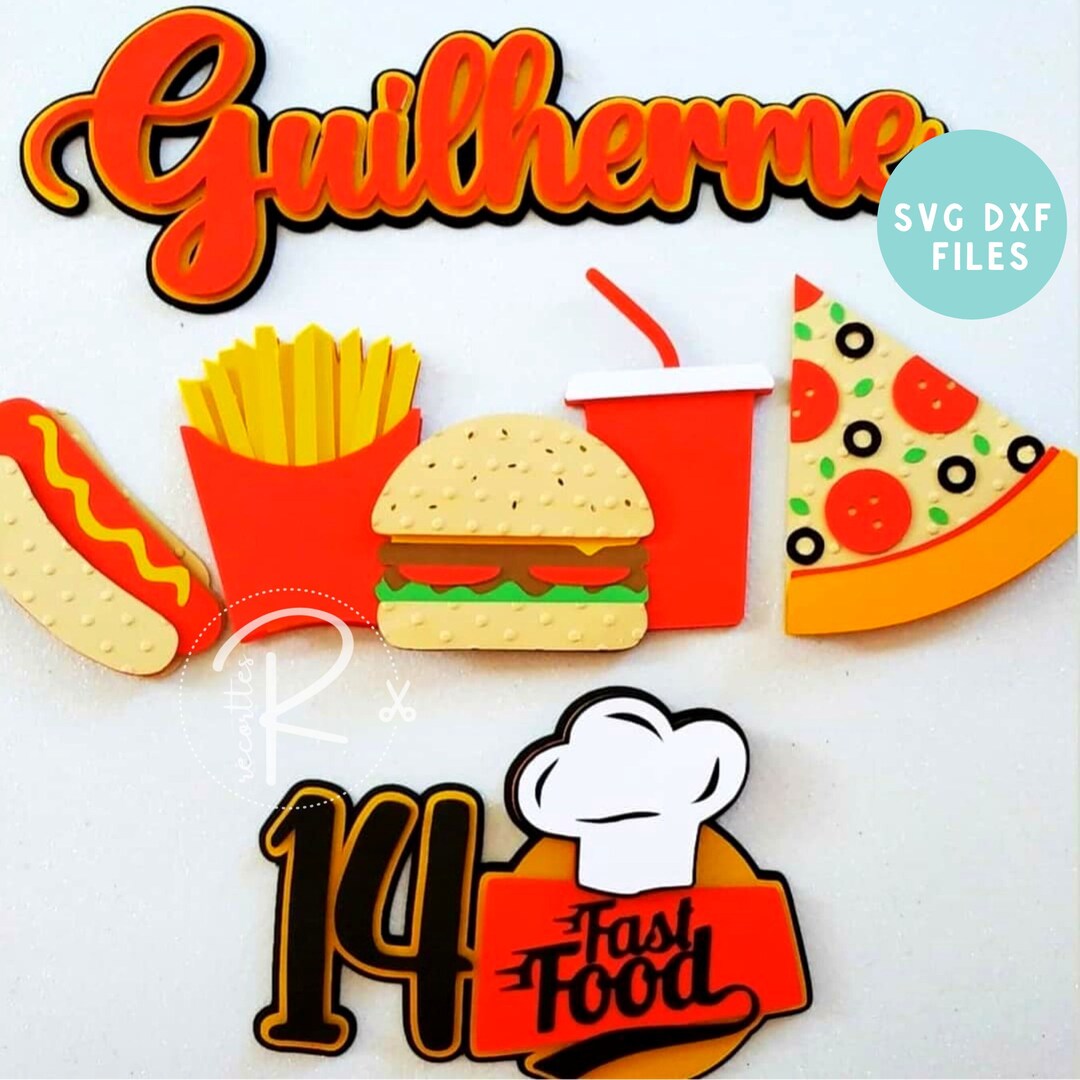 Fast Food Party Svg Cut Files | Fun Birthday Cake Topper Idea | SVG DXF ...