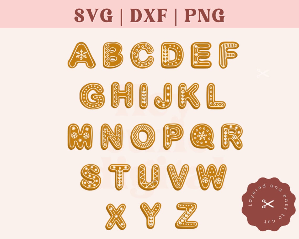 Gingerbread Cookie Font SVG DXF PNG Files Christmas Cookie - Etsy