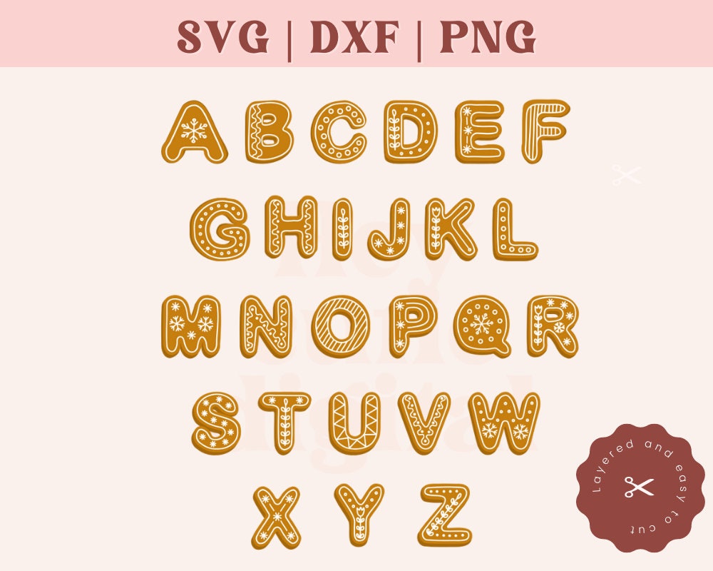 Gingerbread Cookie Font SVG DXF PNG Files Christmas Cookie - Etsy
