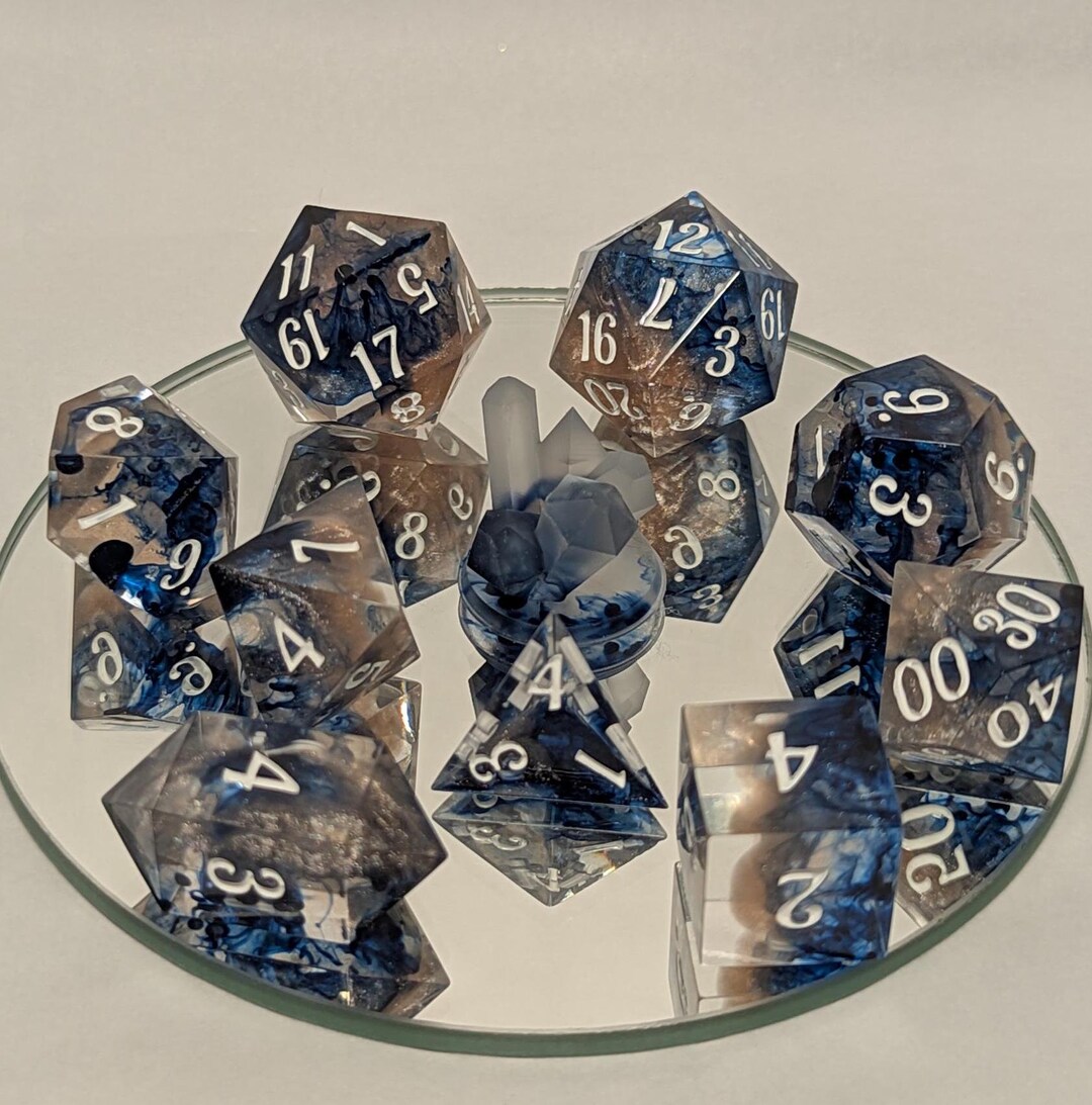 Celestial Twilight Handmade 9 Pc Set w/two D4s and D20s / Sharp Edge ...