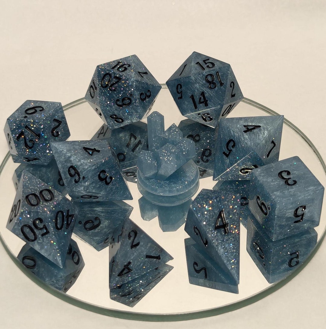Azure Prism - Handmade 9 Pc Set (w/two D4s and D20s) / Sharp Edge ...