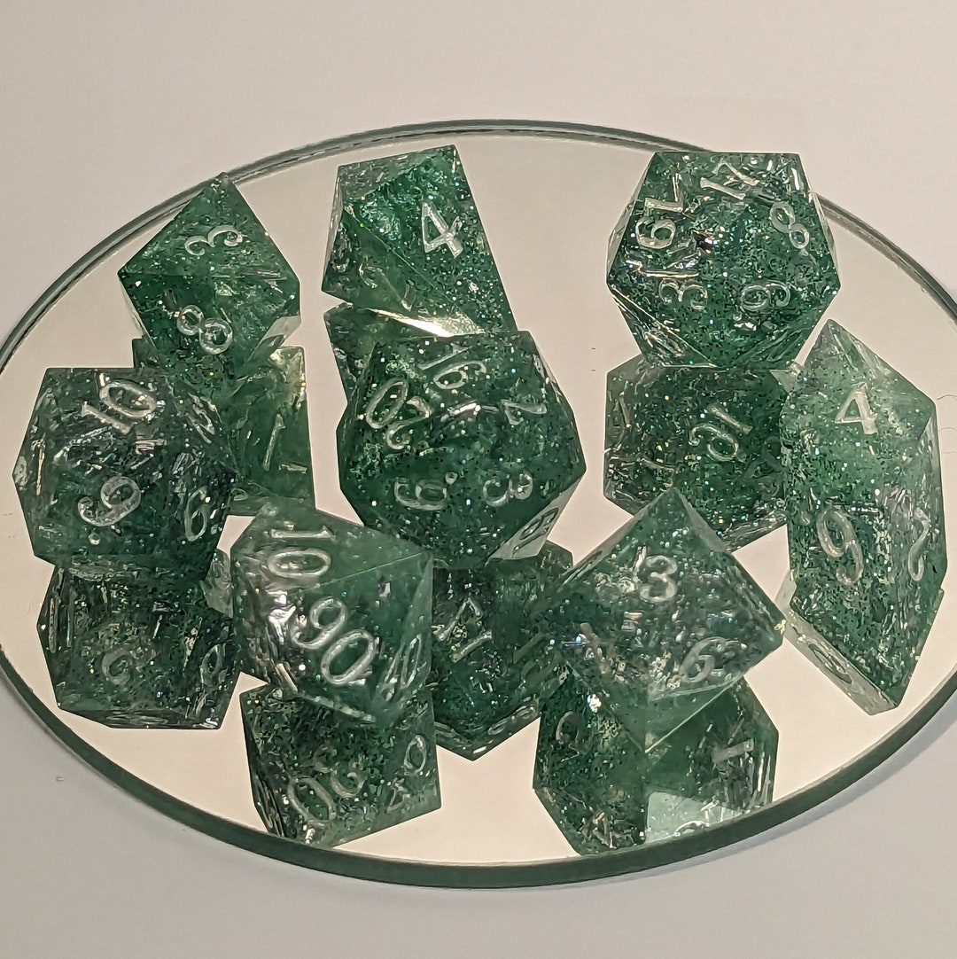Seafoam Flash - 8 Piece Set (with Two D20s) / Sharp Edge Polyhedral ...