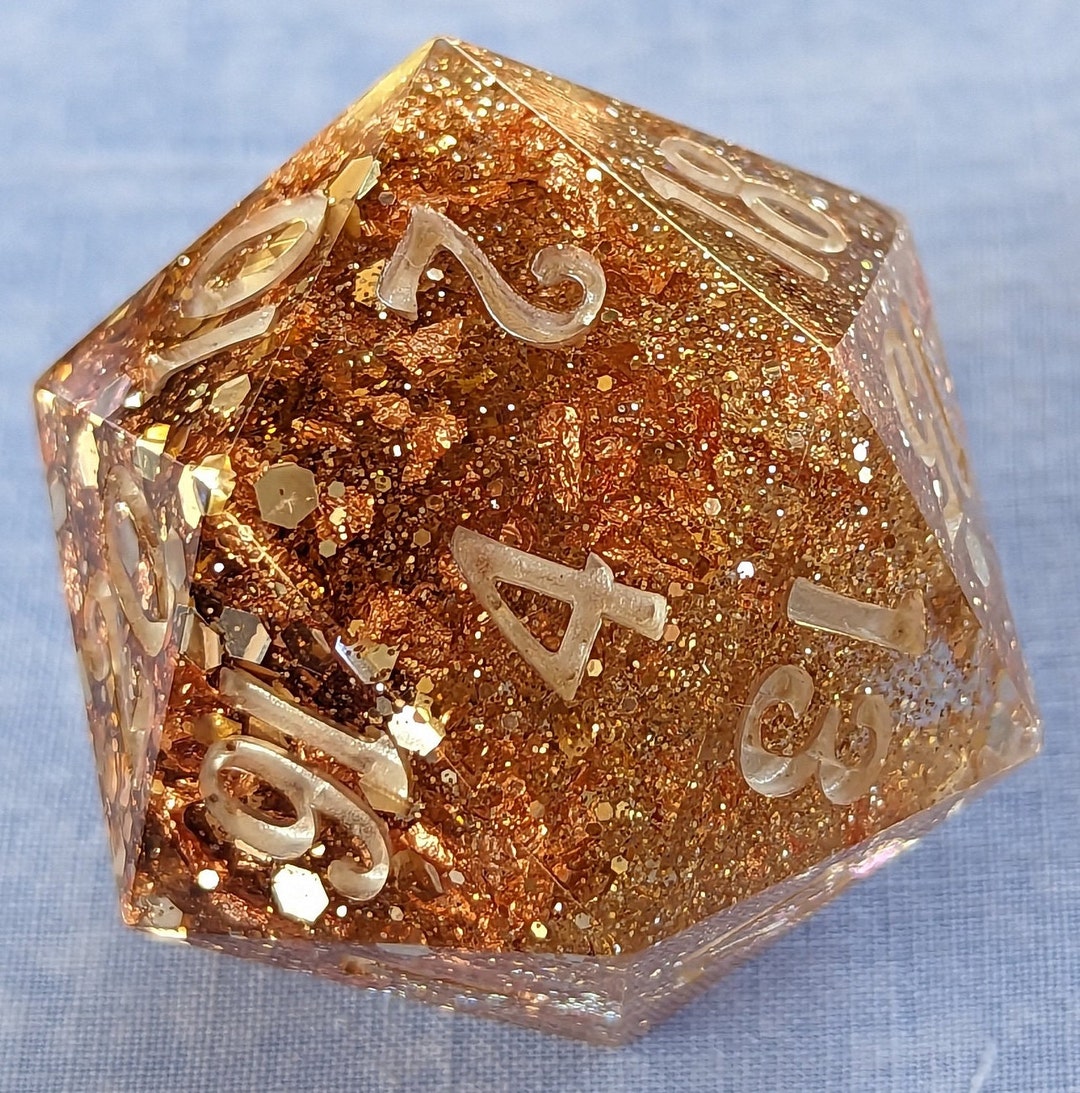 Champagne - Handmade 40mm Jumbo D20 / Sharp Edge Polyhedral Resin Dice ...