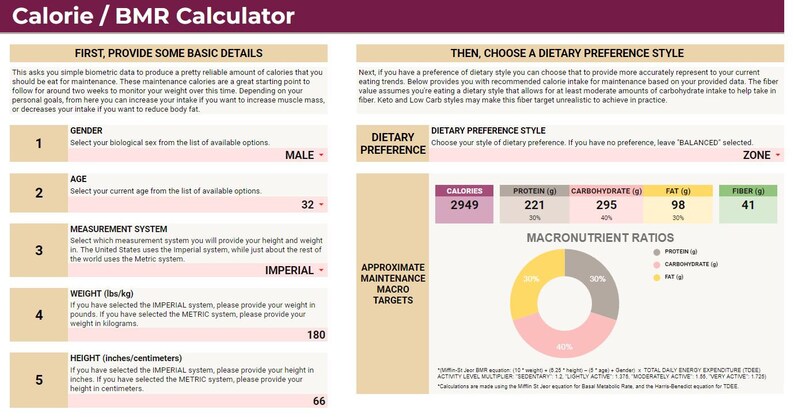 Calorie / BMR Calculator, Easy to Calculate Your Diet Protein, Cabs ...