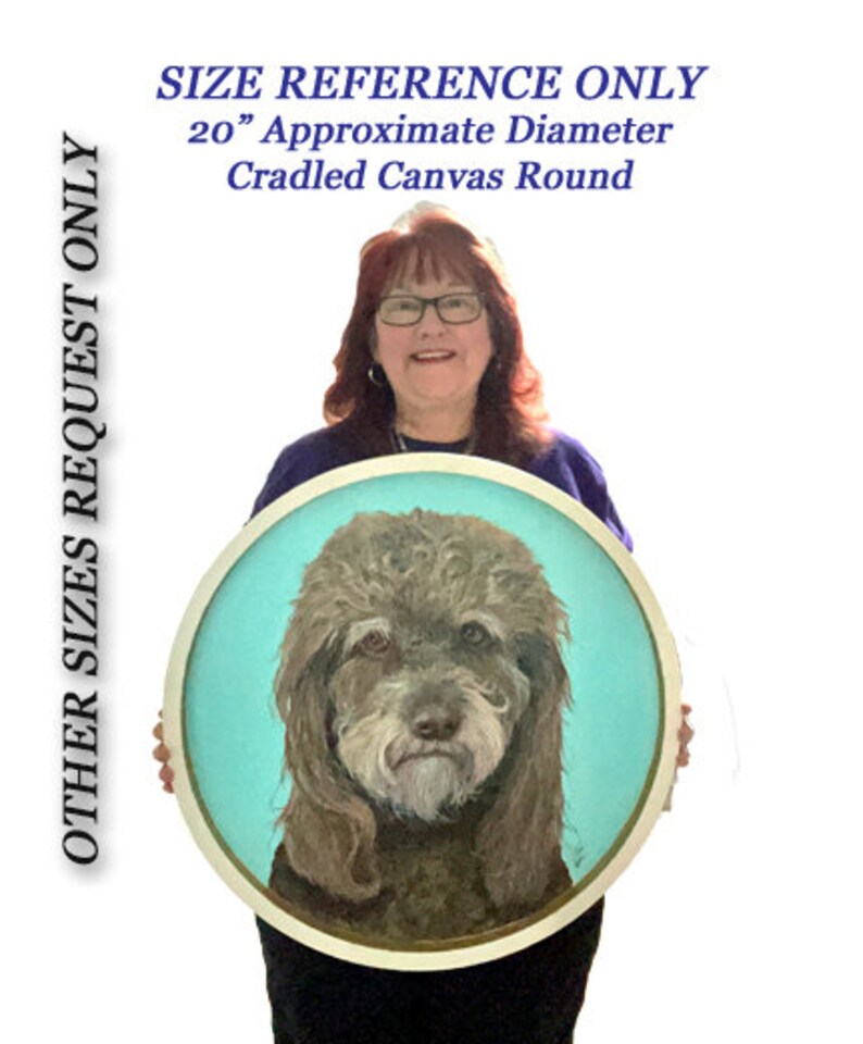Labradoodle, Goldendoodle Acrylic Dog Painting on Twenty Inch Diameter ...