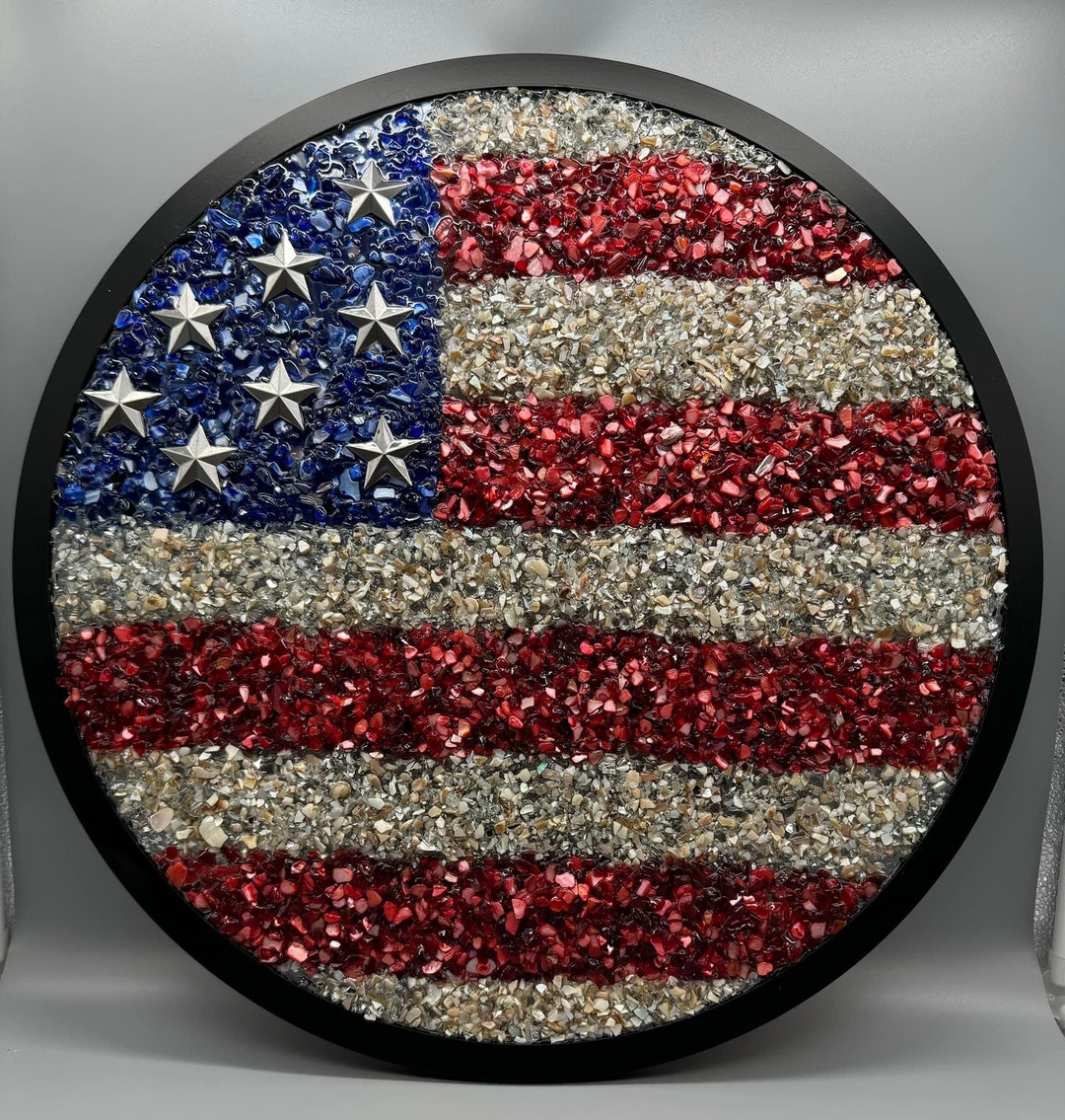 American Flag Sea Glass and Resin 22’ Round - Etsy