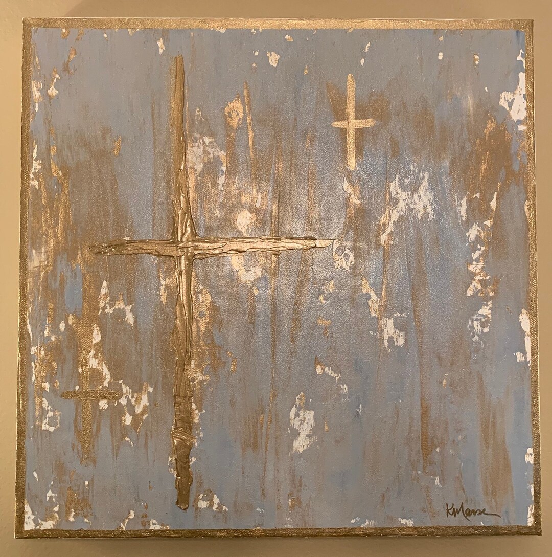 Hand Painted Cross Canvas 20x20 - CUSTOMIZABLE Colors and Sizes - Etsy