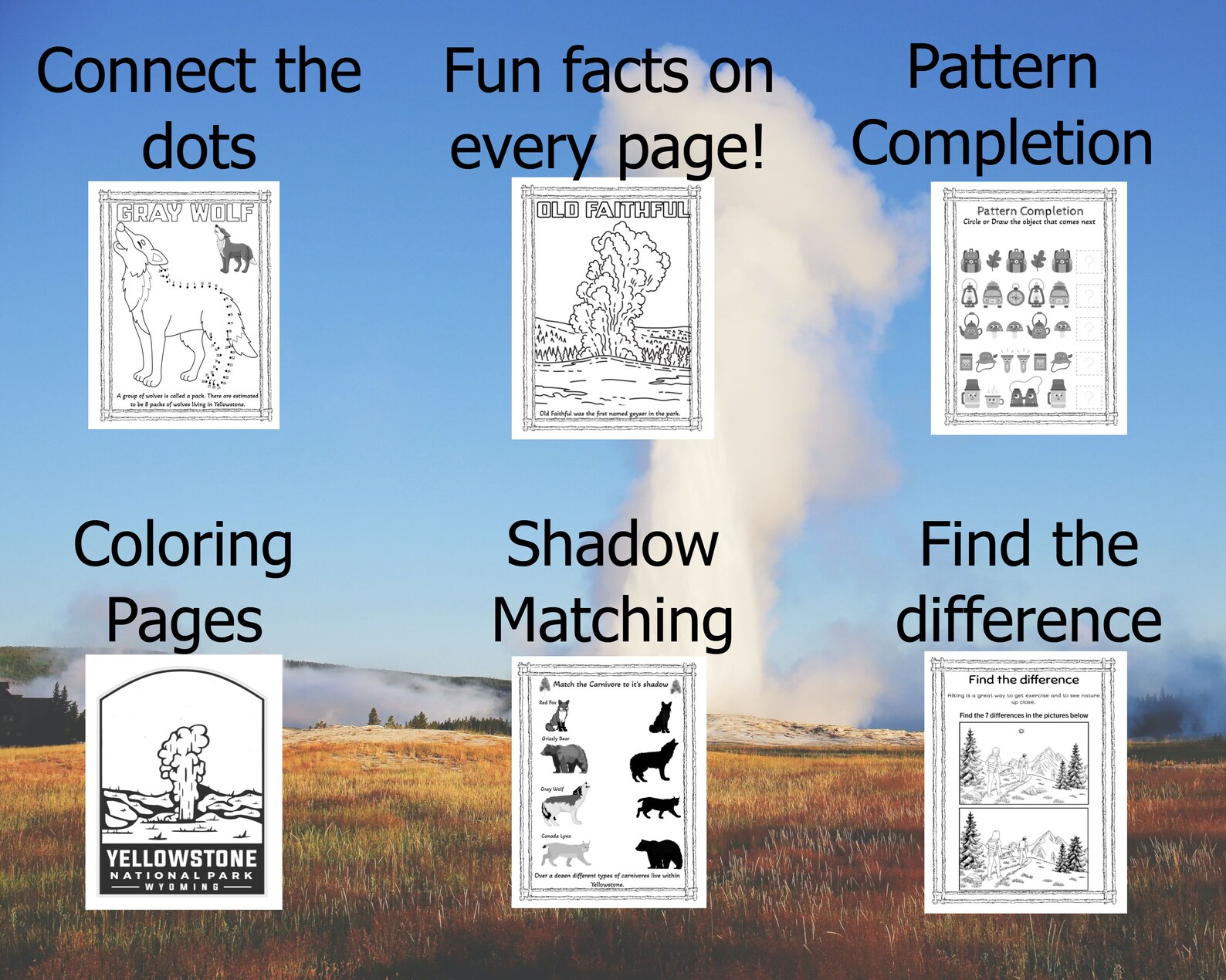 Yellowstone Activity Book for Kids Yellowstone Coloring Book ...