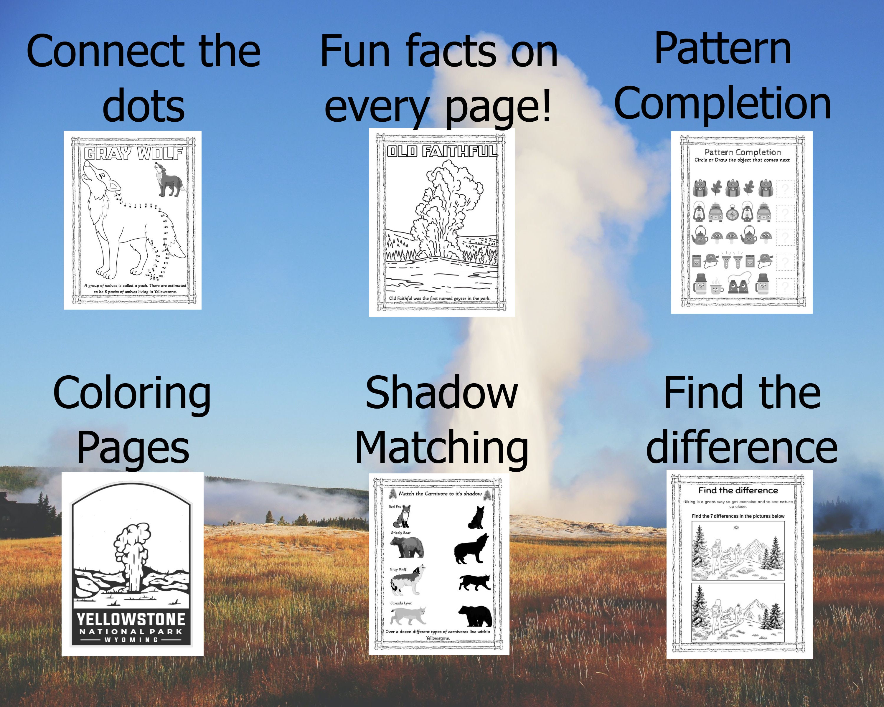 Yellowstone Activity Book for Kids Yellowstone Coloring Book ...