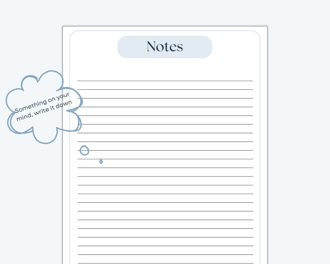 Lined Notes Page Printable, Blue Border Notepad Paper | A4 & US Letter ...