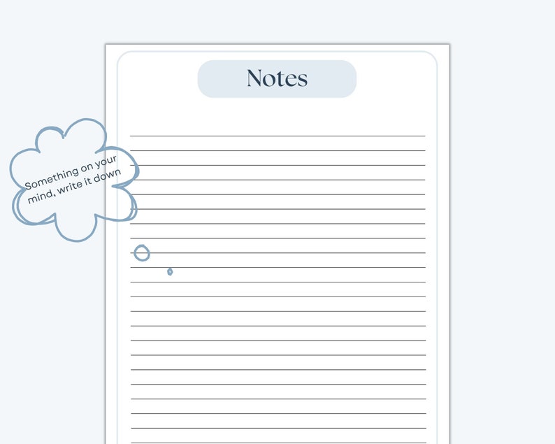Lined Notes Page Printable, Blue Border Notepad Paper A4 & US Letter ...