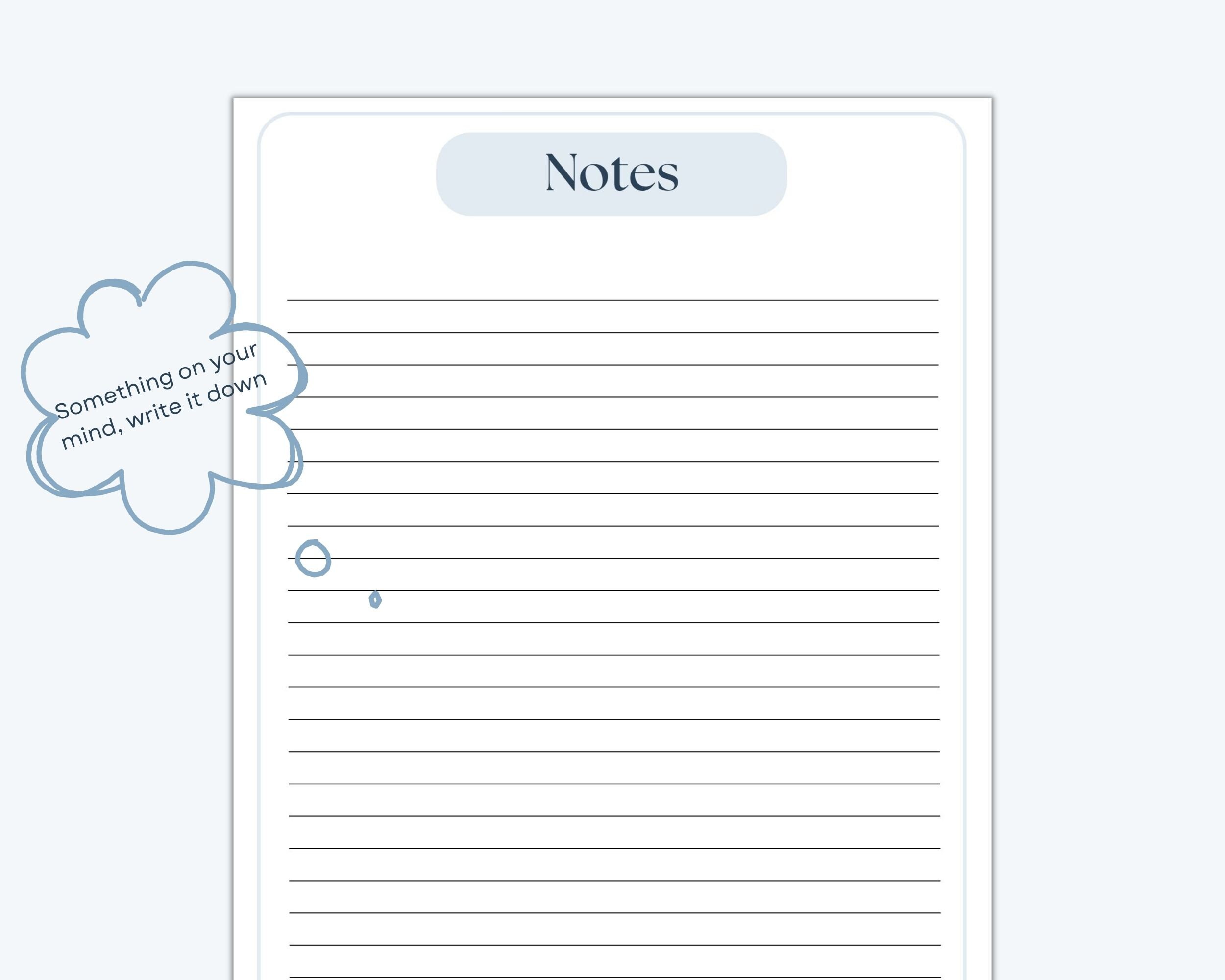 Lined Notes Page Printable, Blue Border Notepad Paper | A4 & US Letter ...