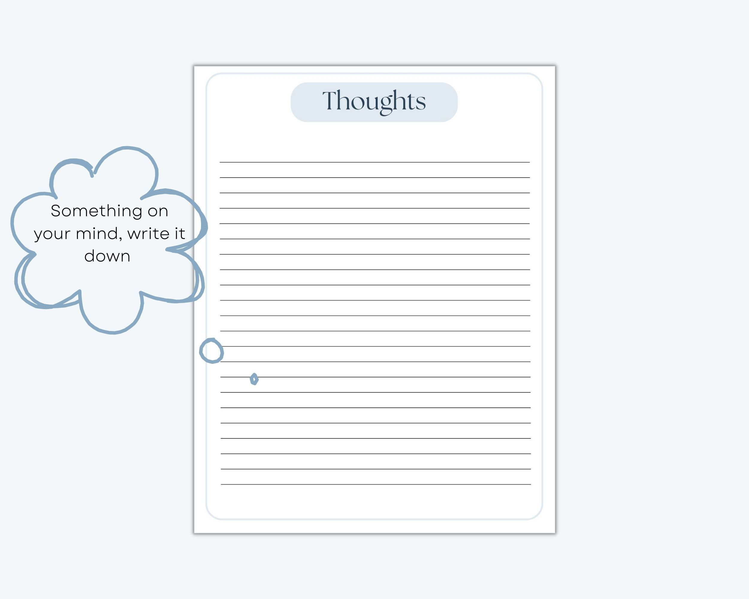 Lined Paper Thoughts Page Printable, Blue Notes Page Printable | A4 and ...