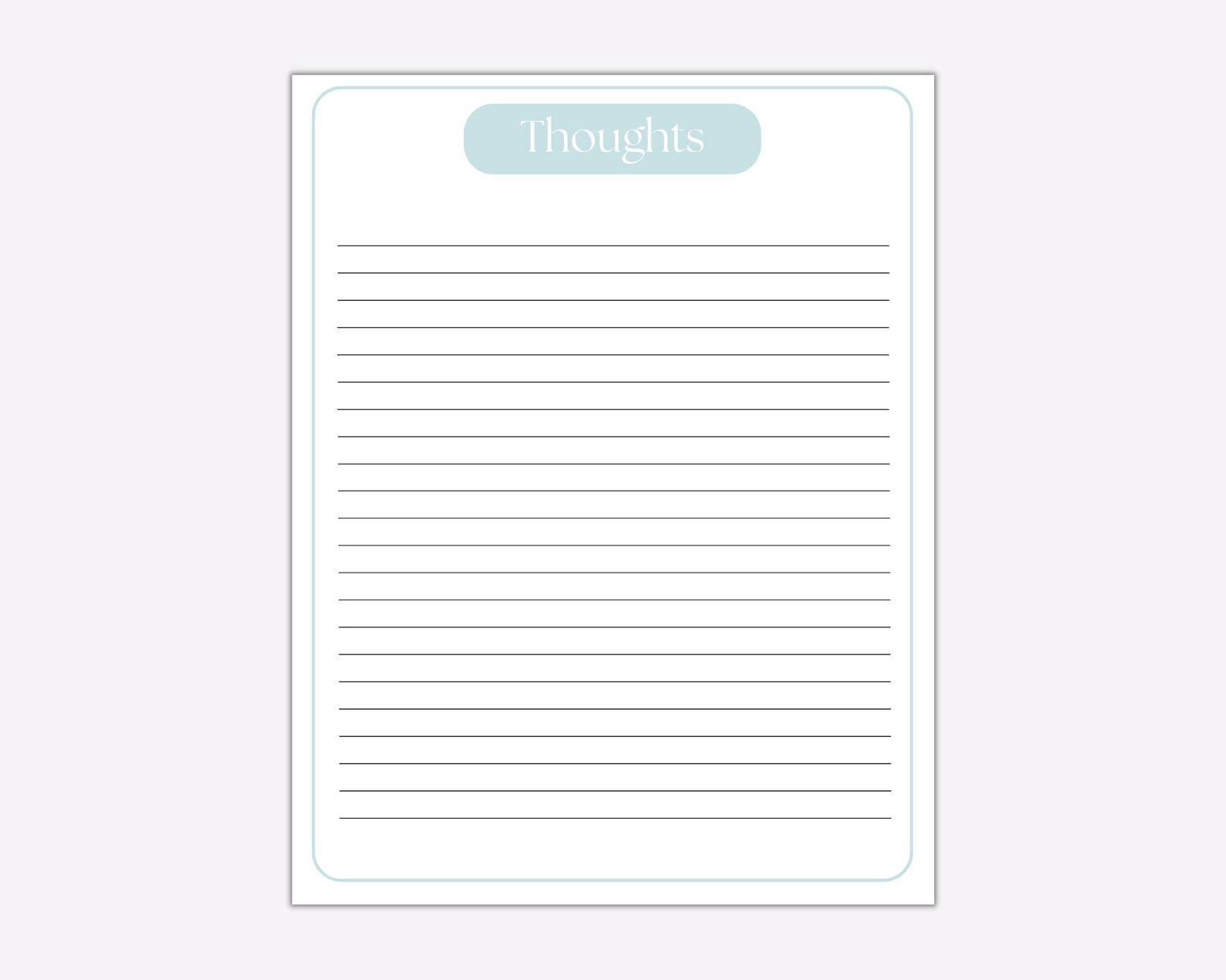 Pastel Lined Thoughts Page Printable, Notes Page Printable | A4 & US ...