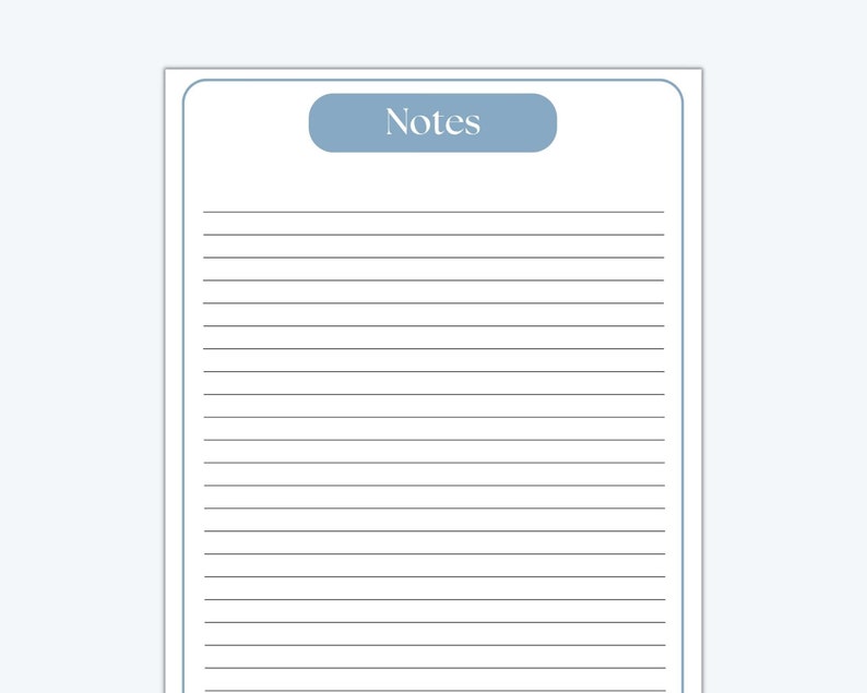 Lined Notes Page Printable, Blue Border Notepad Paper | A4 & US Letter ...