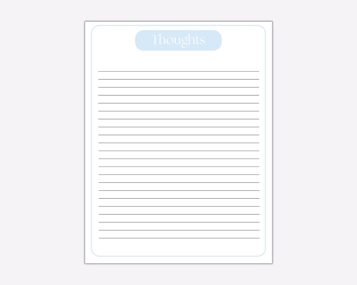 Pastel Lined Thoughts Page Printable, Notes Page Printable | A4 & US ...