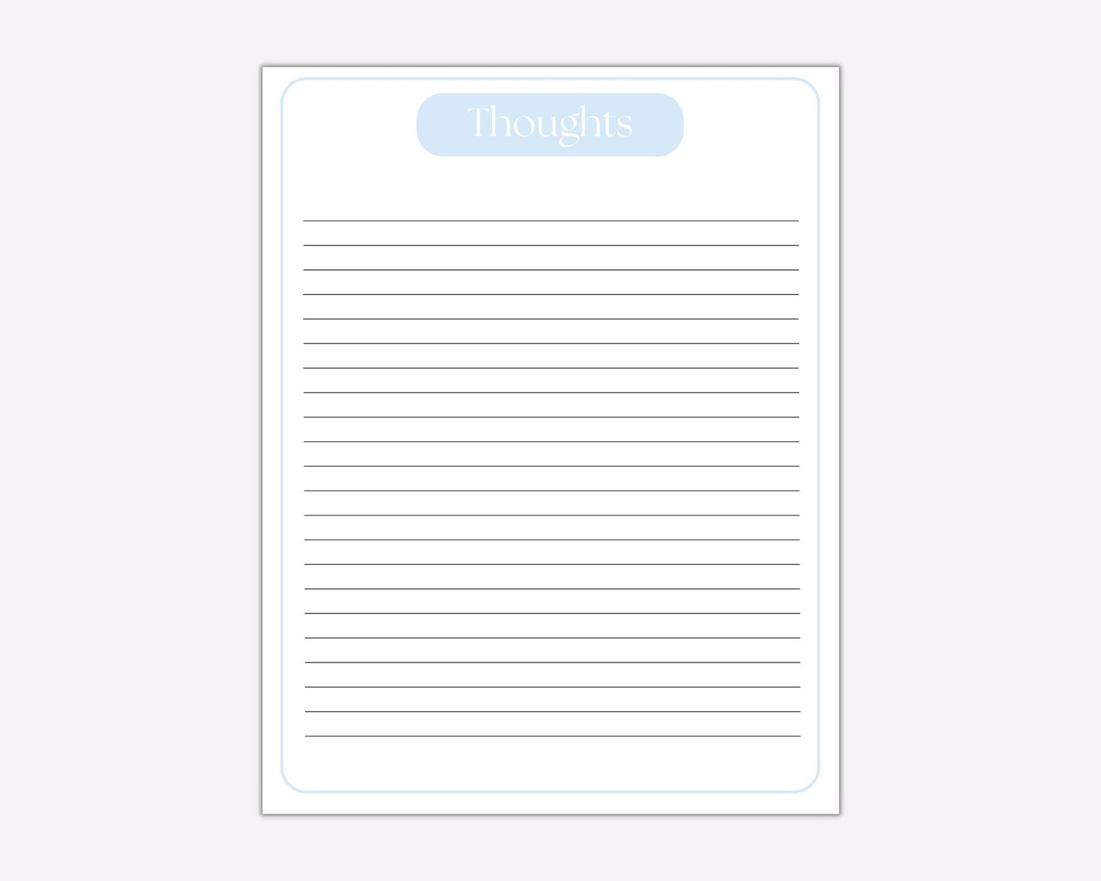 Pastel Lined Thoughts Page Printable, Notes Page Printable | A4 & US ...