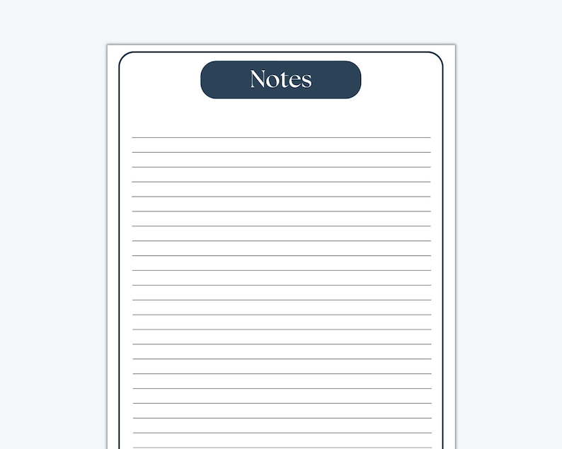 Lined Notes Page Printable, Blue Border Notepad Paper | A4 & US Letter ...