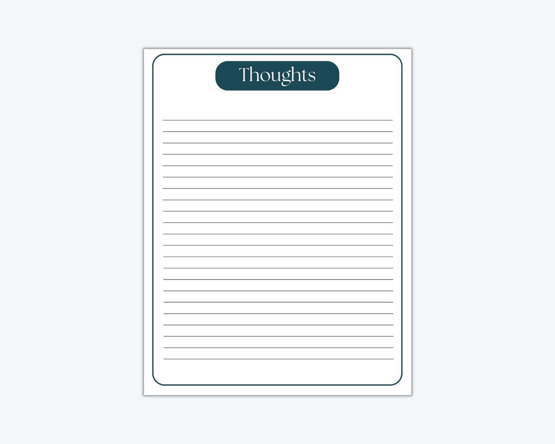 Lined Paper Thoughts Page Printable, Blue Notes Page Printable | A4 and ...