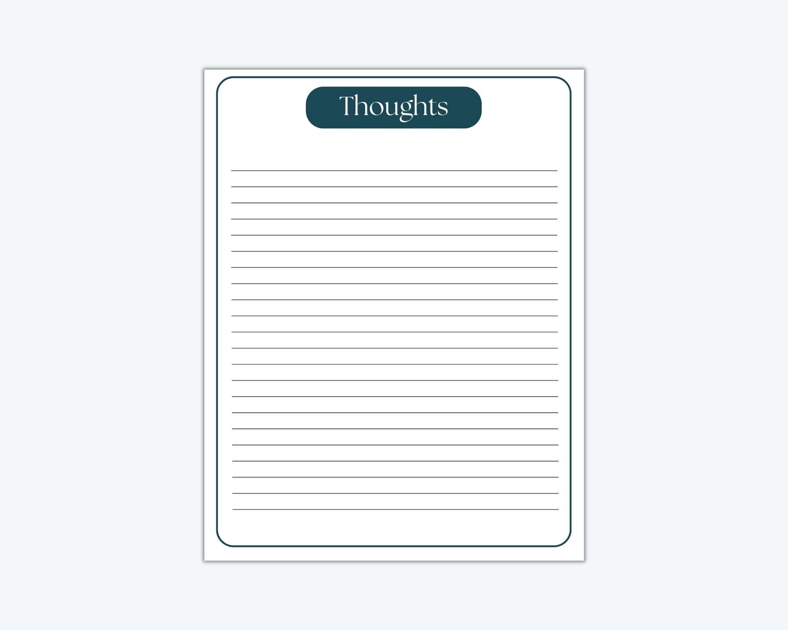 Lined Paper Thoughts Page Printable, Blue Notes Page Printable A4 and ...