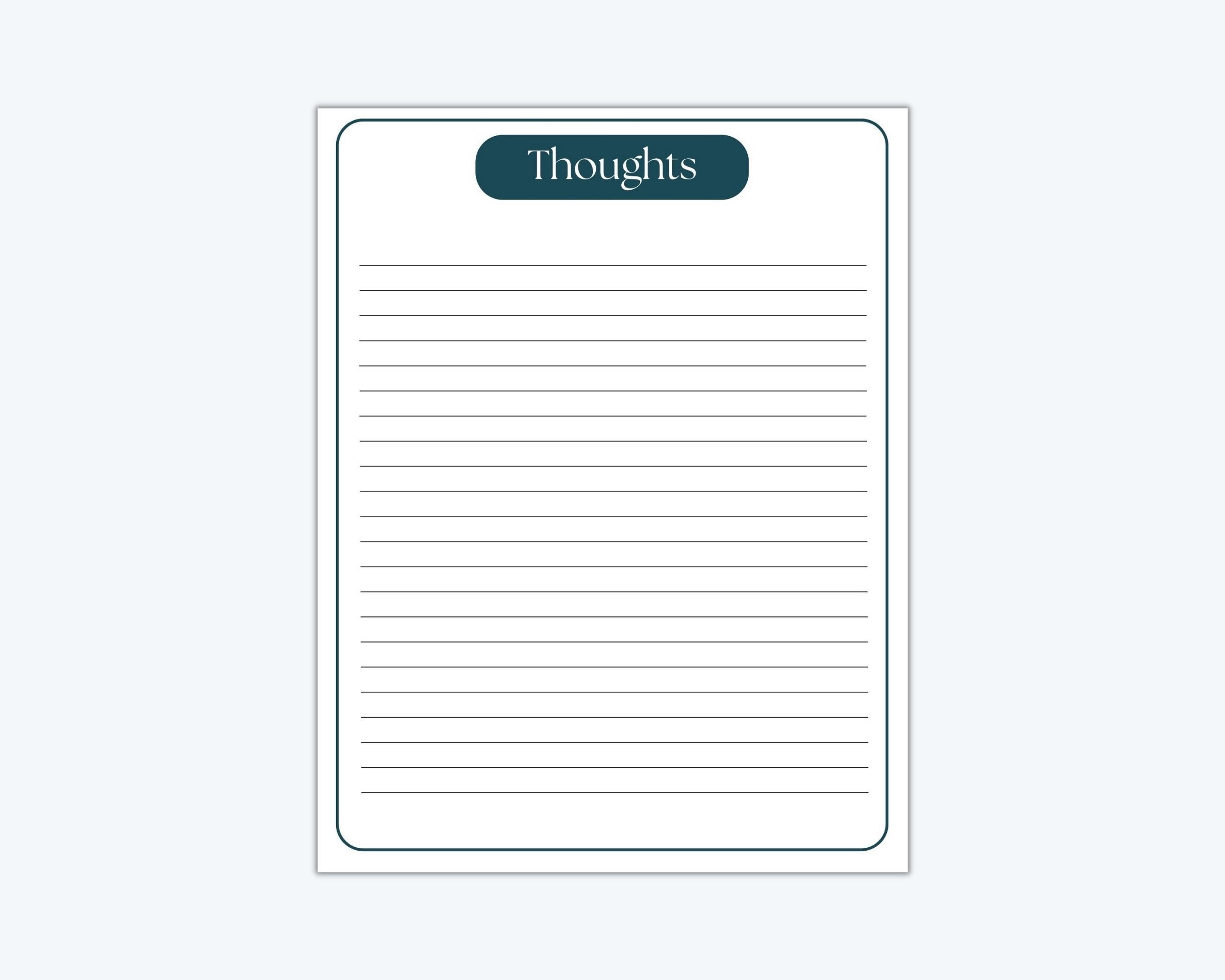 Lined Paper Thoughts Page Printable, Blue Notes Page Printable | A4 and ...