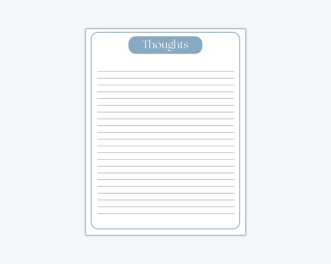 Lined Paper Thoughts Page Printable, Blue Notes Page Printable | A4 and ...