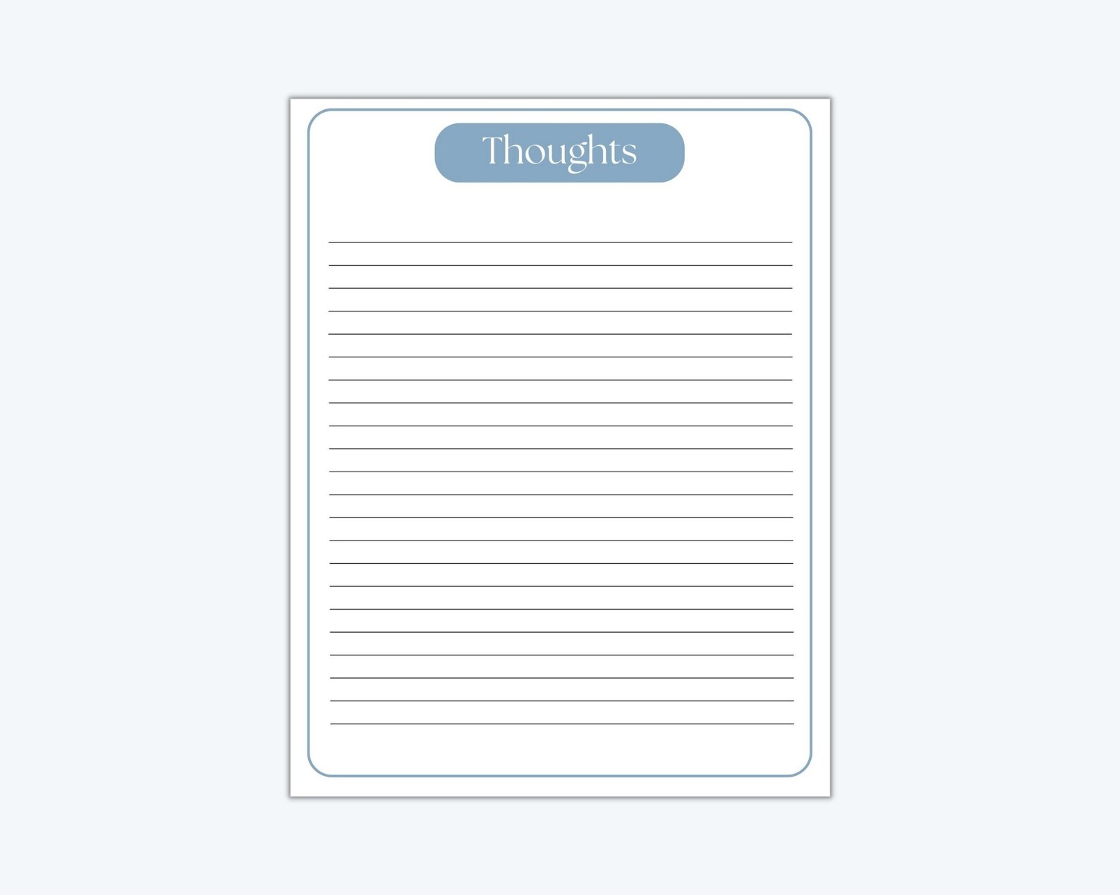 Lined Paper Thoughts Page Printable, Blue Notes Page Printable | A4 and ...