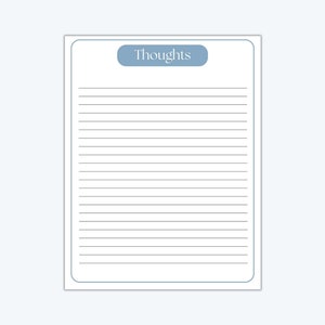 Lined Paper Thoughts Page Printable, Blue Notes Page Printable | A4 and ...