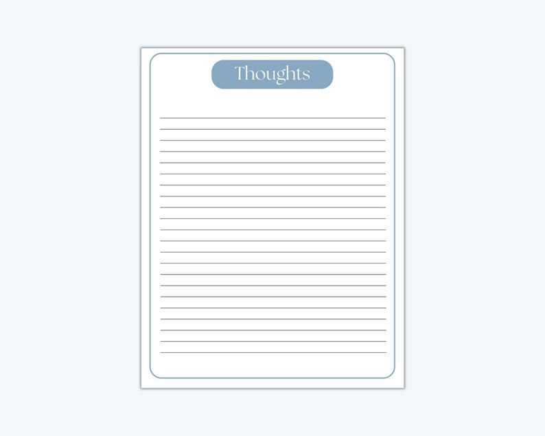 Lined Paper Thoughts Page Printable, Blue Notes Page Printable | A4 and ...