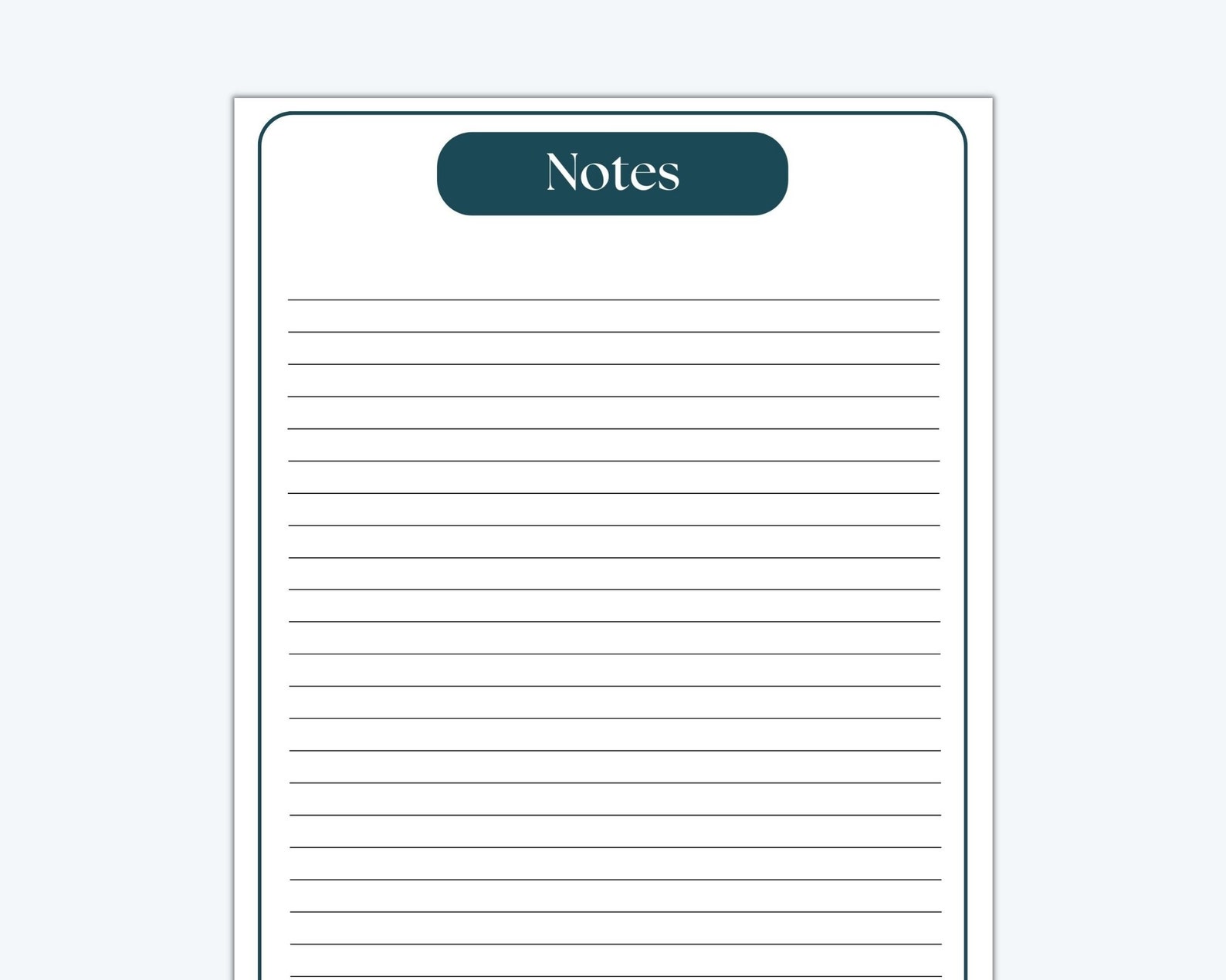 Lined Notes Page Printable, Blue Border Notepad Paper | A4 & US Letter ...