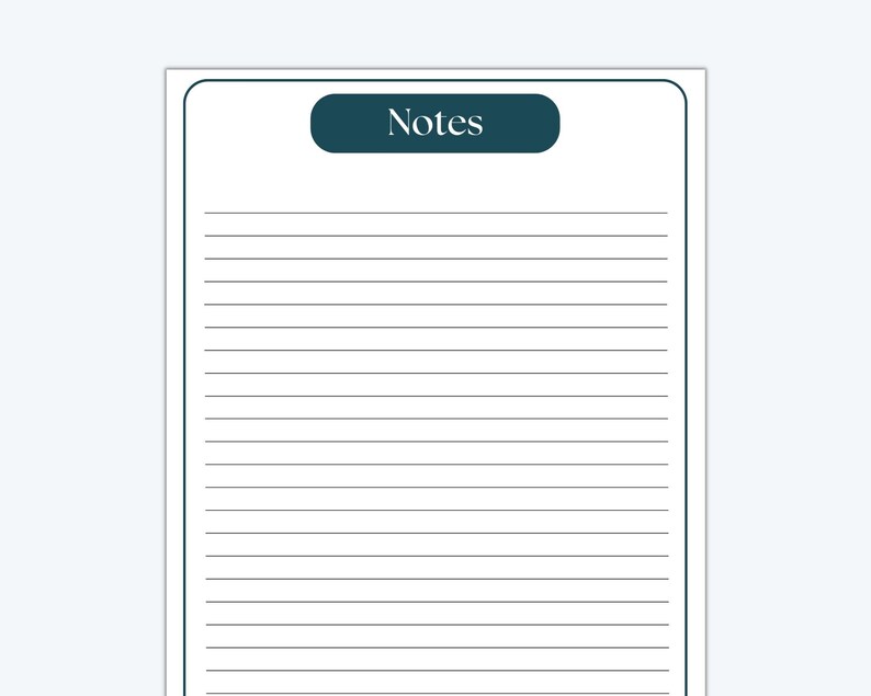 Lined Notes Page Printable, Blue Border Notepad Paper | A4 & US Letter ...