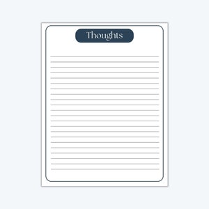 Lined Paper Thoughts Page Printable, Blue Notes Page Printable | A4 and ...