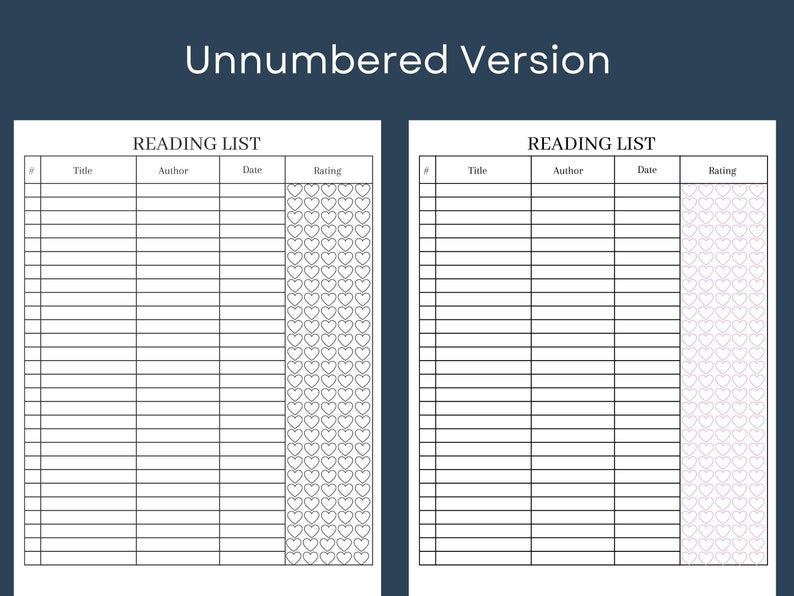 Reading List Tracker Printable, Reading Log Book Tracker Journal ...