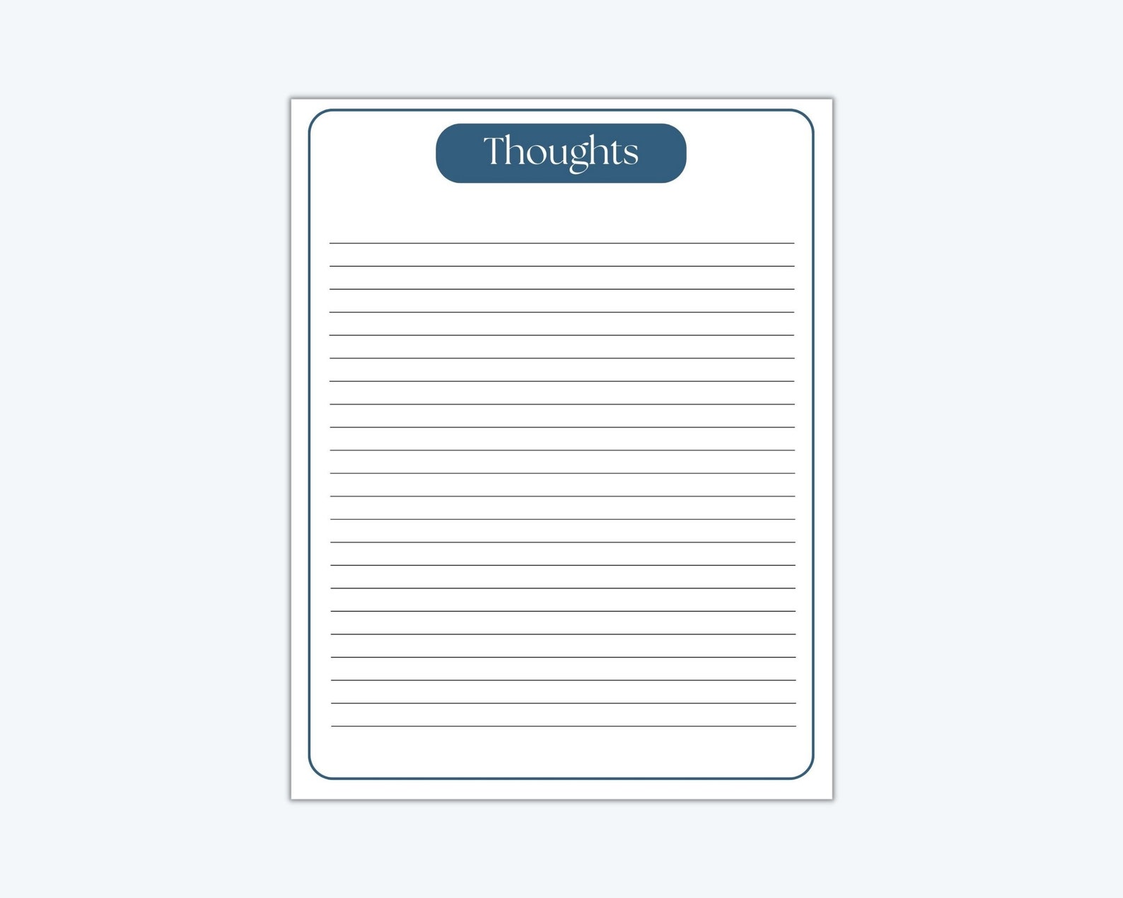 Lined Paper Thoughts Page Printable, Blue Notes Page Printable | A4 and ...