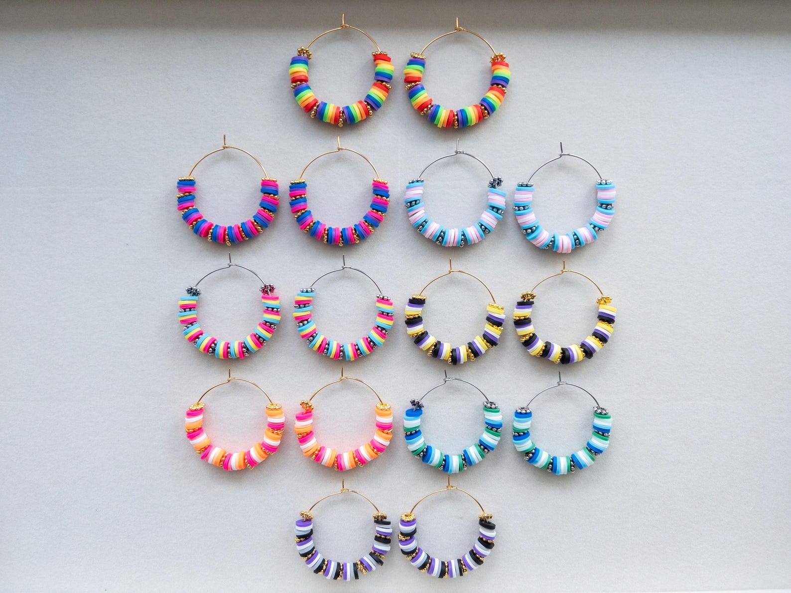 Pride Heishi Bead Hoop Earrings | Rainbow Earrings | Bisexual ...