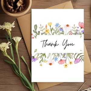 Printable Thank You Card – Spring Wildflower Design - Etsy
