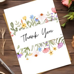 Printable Thank You Card – Spring Wildflower Design - Etsy