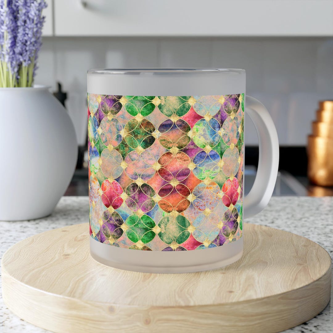 Colorful Frosted Glass Mug - Etsy